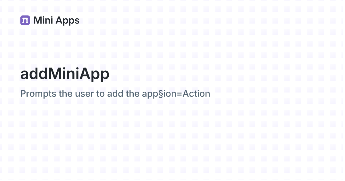 addMiniApp · Farcaster Mini Apps